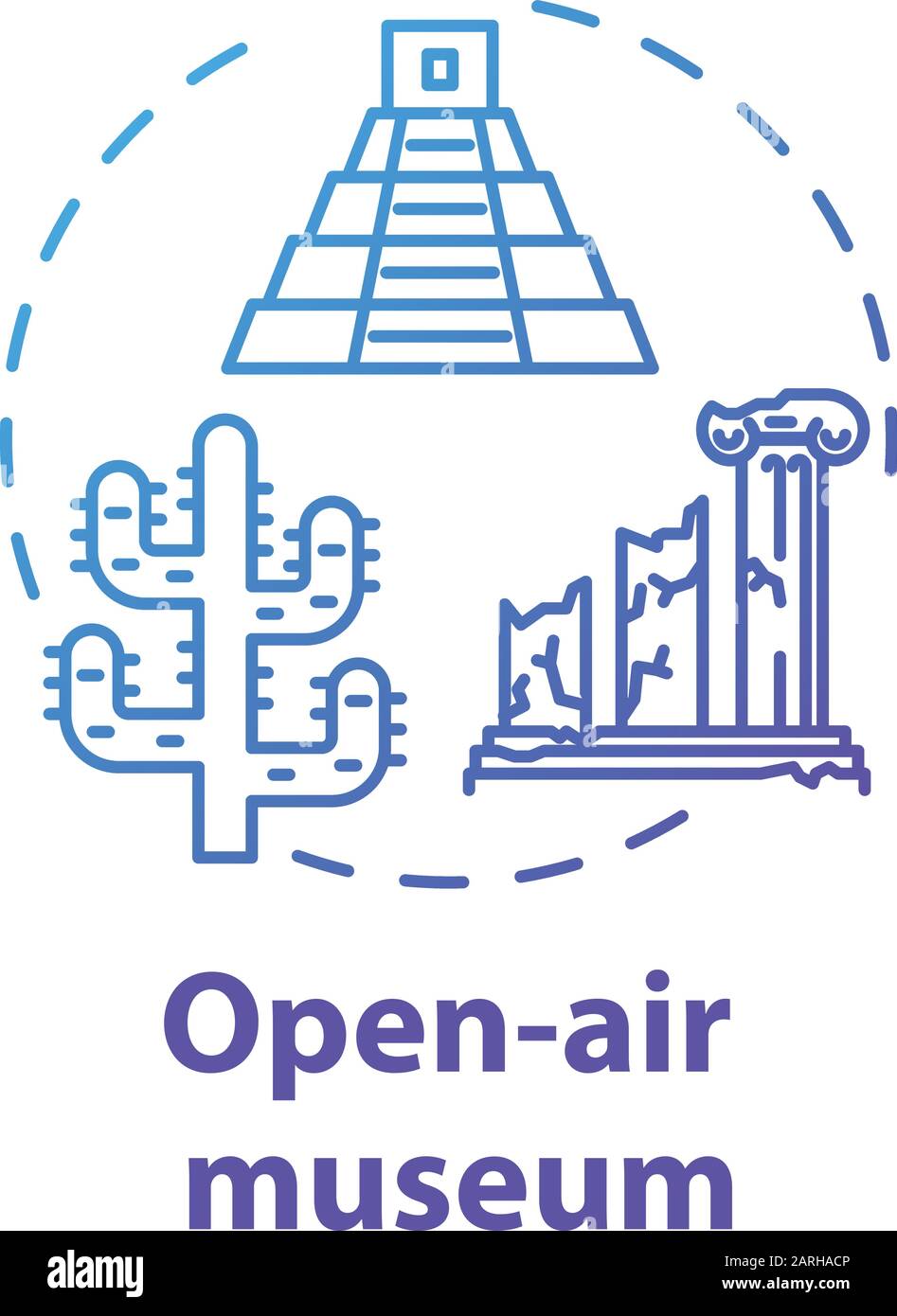 Open-air museum concept icon. Historical architecture exhibition ...