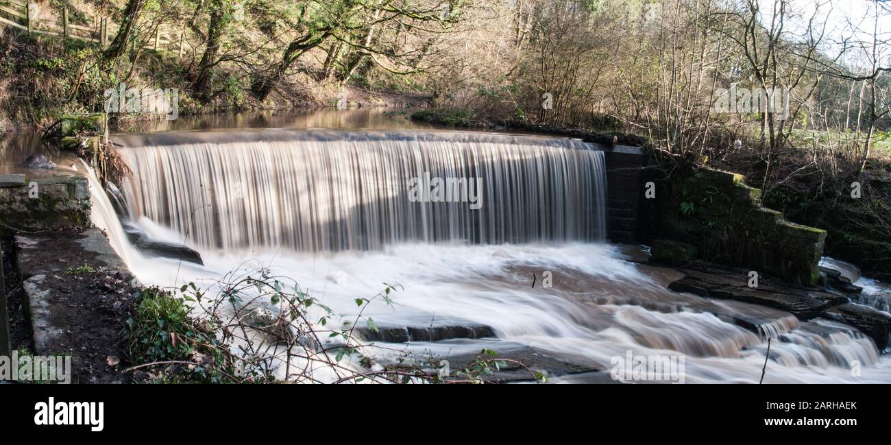 Around the UK - A weir on the River Yarrow on the outskirts of Chorley ...