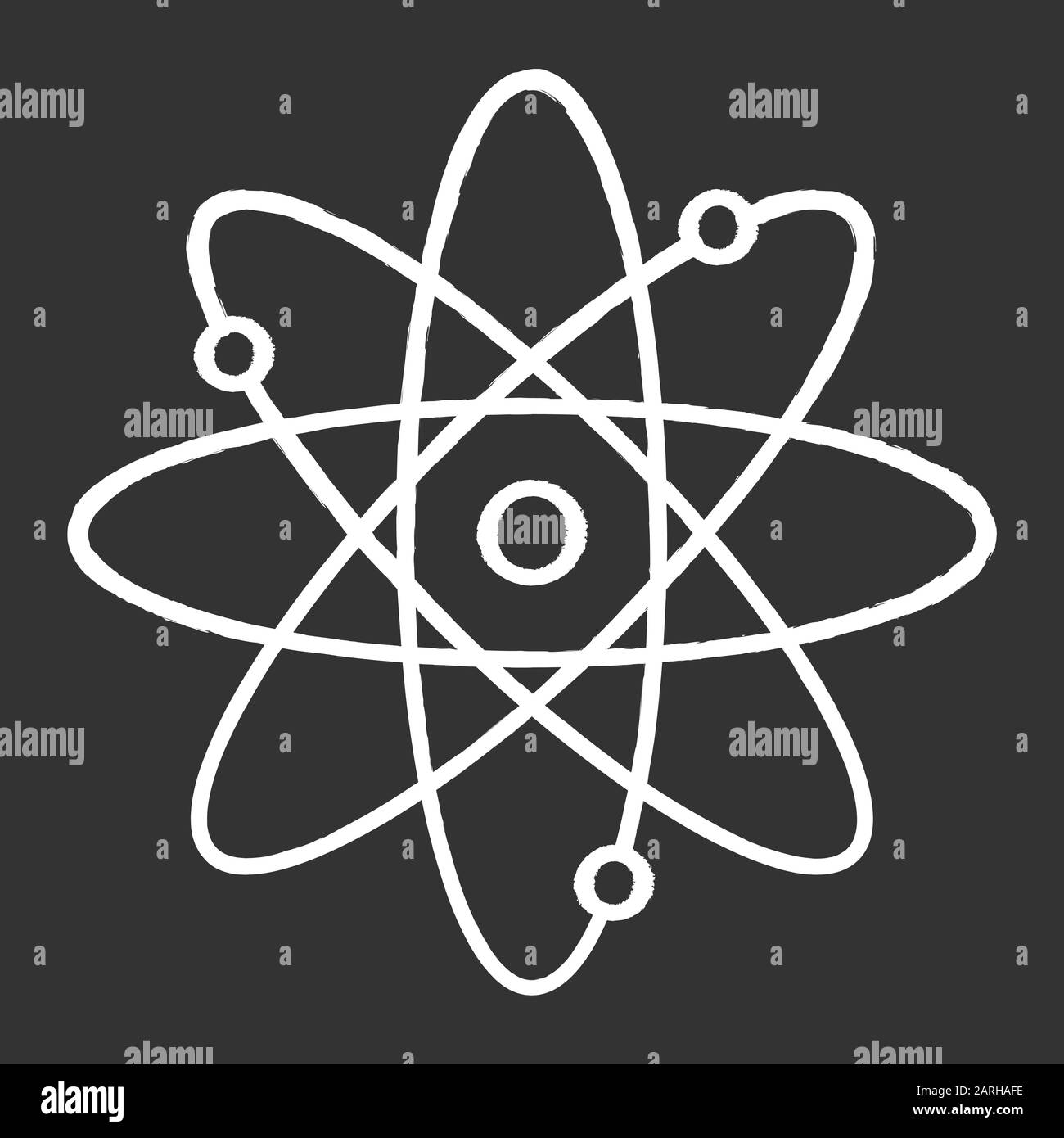 Molecule atom chalk icon. Nuclear energy source. Atom core with ...