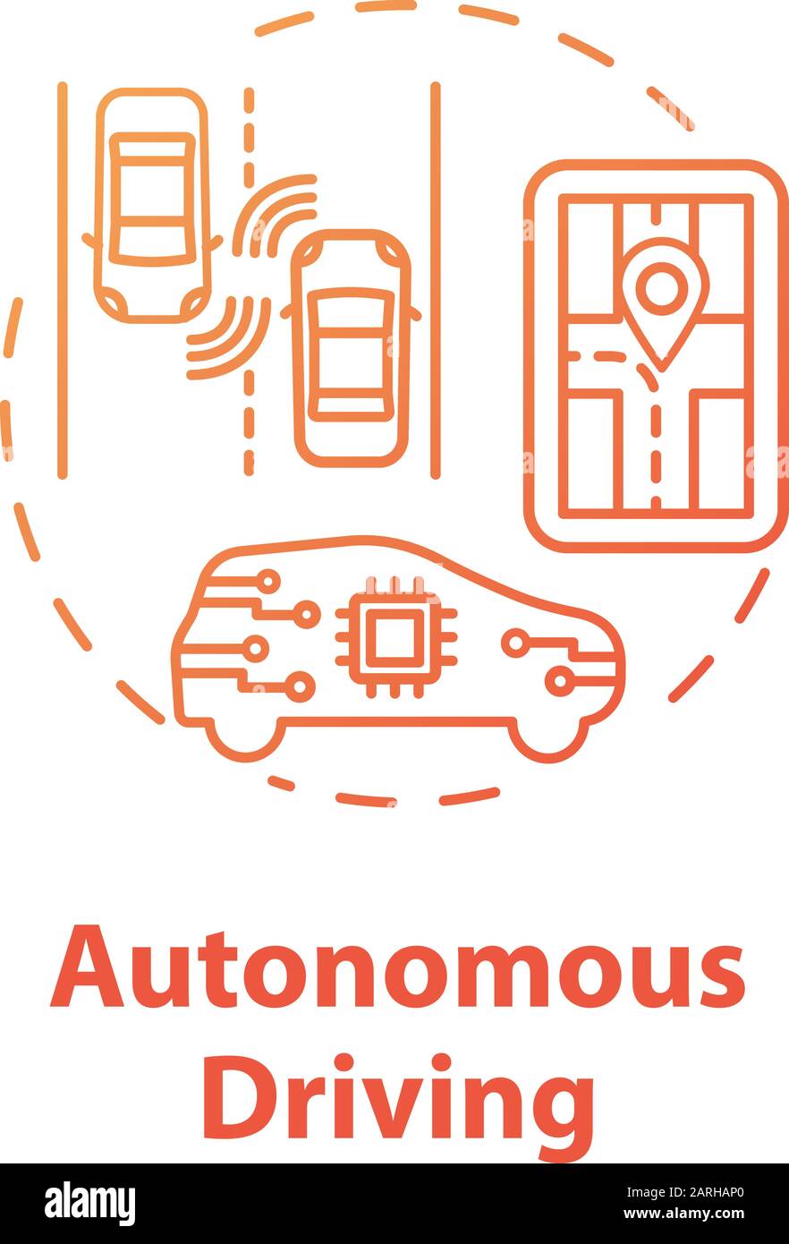 Autonomus driving concept icon. Smart car. Unmanned vehicles idea thin ...