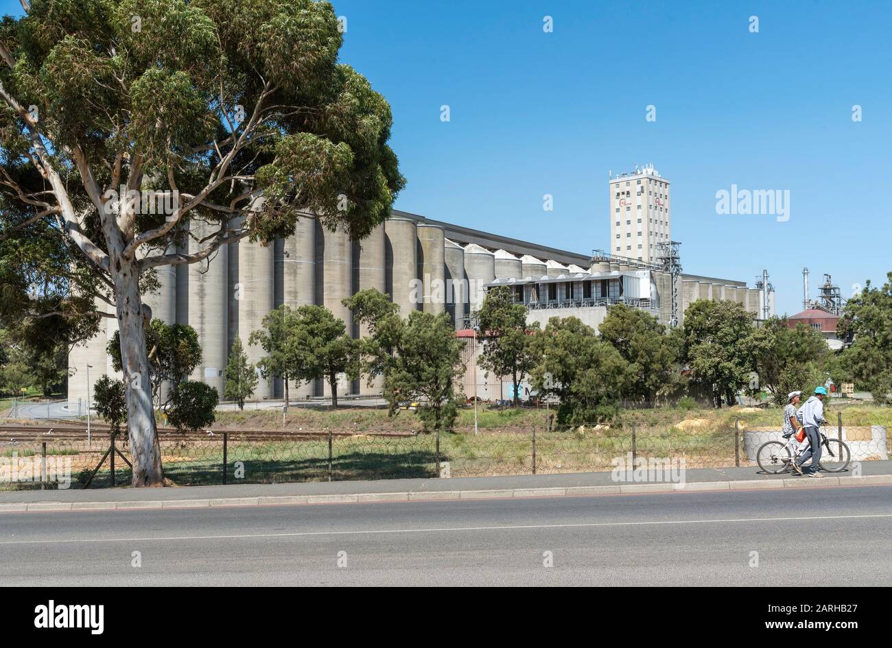 Caledon, Western Cape, South Africa. Dec 2019. Large concrete grain ...