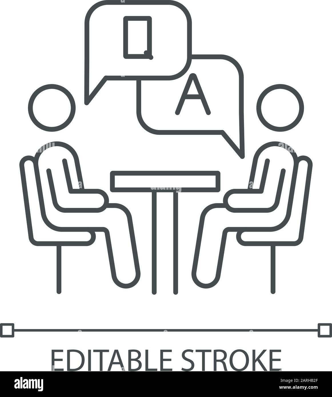 Personal interview survey linear icon. Questions and answers poll ...