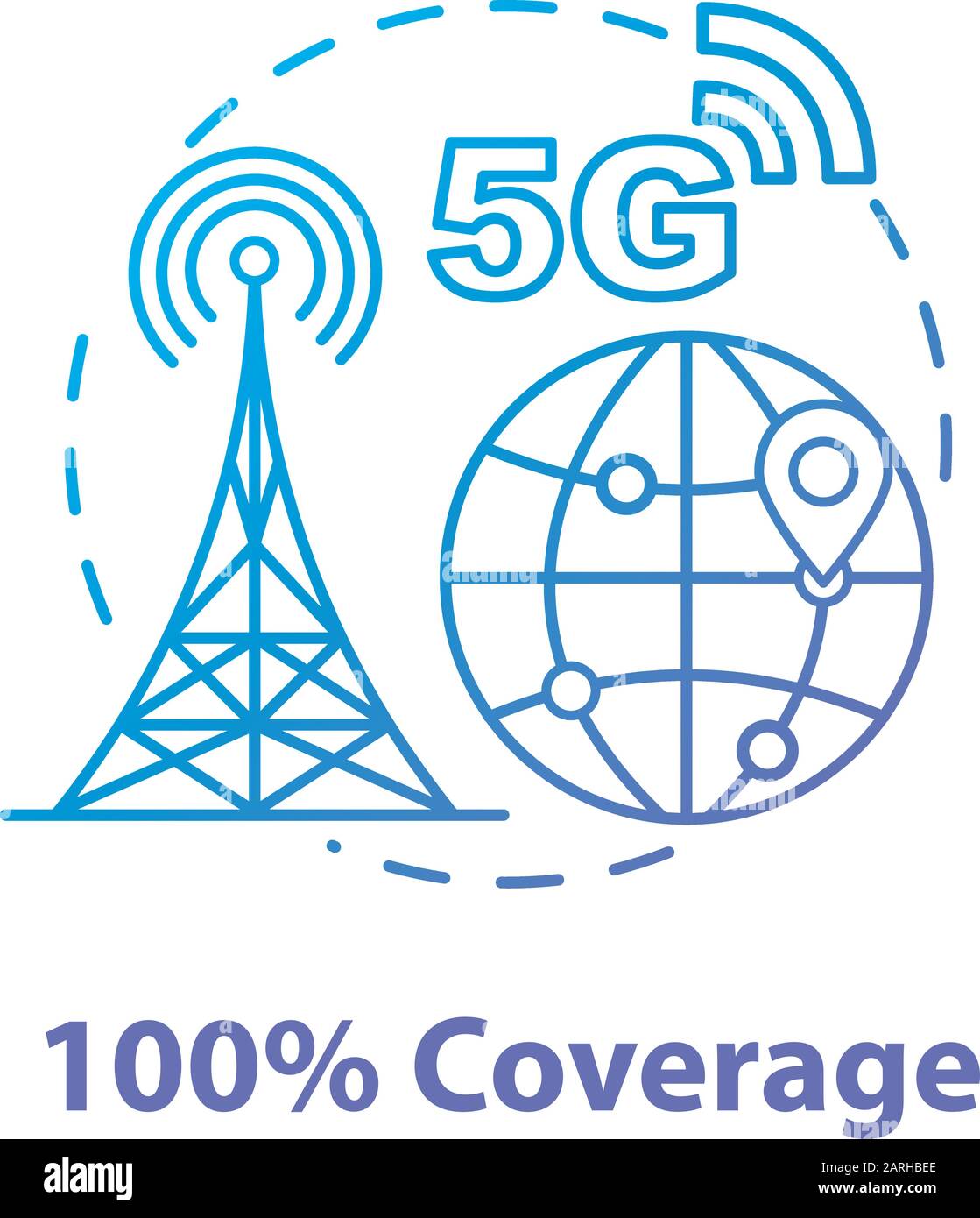 100 percent coverage concept icon. High-speed connection. 5G ...