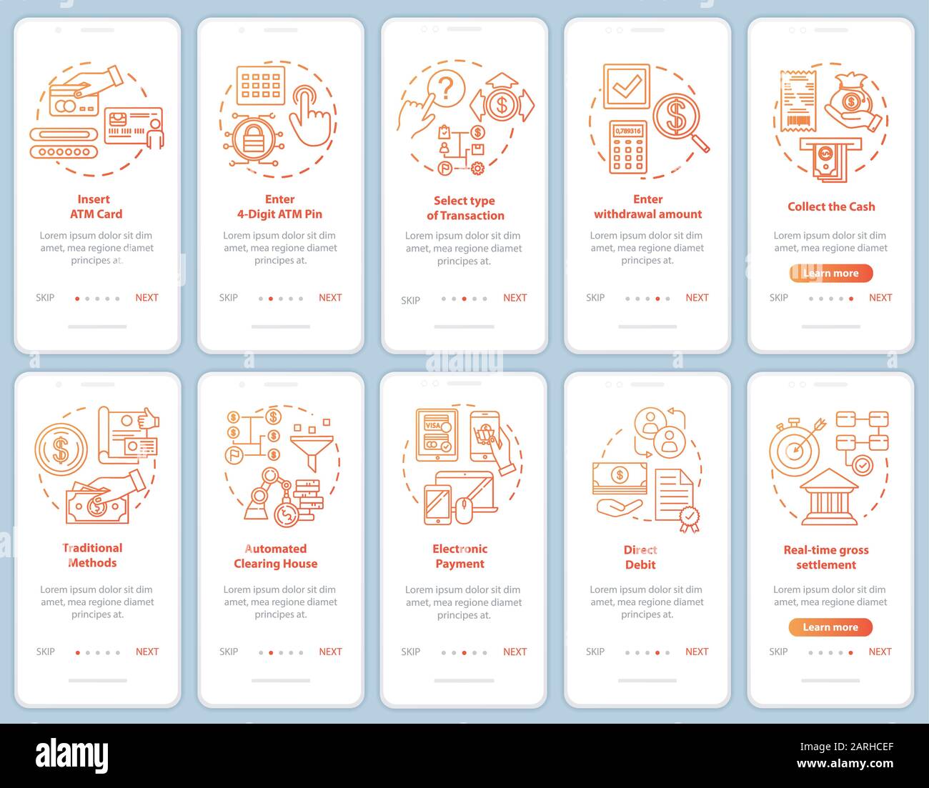 Payments onboarding mobile app page screen vector template. Traditional ...
