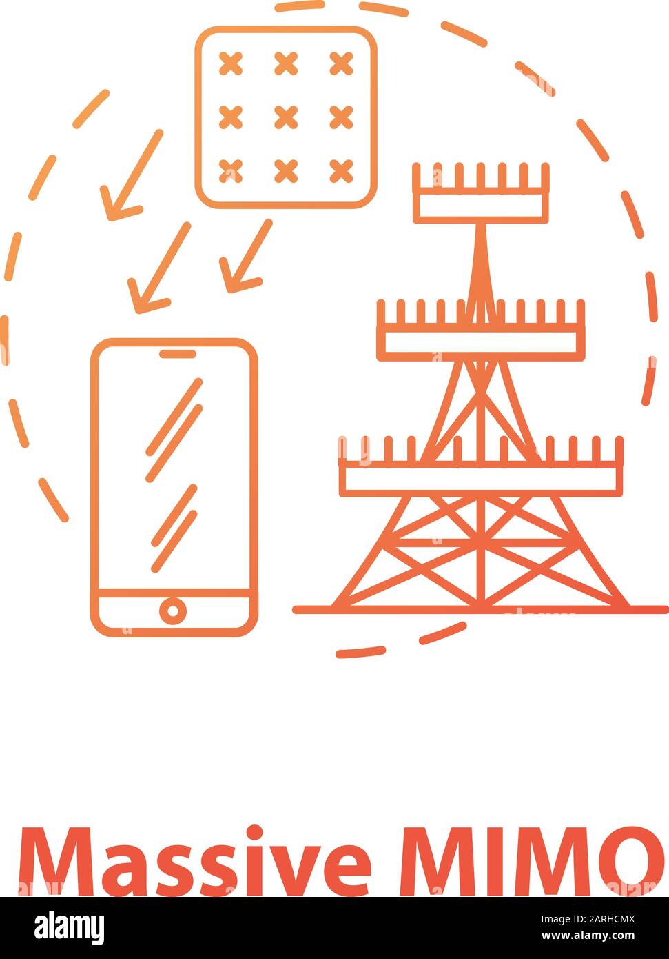 Massive MIMO concept icon. Telecommunication tower. 5G technologies ...