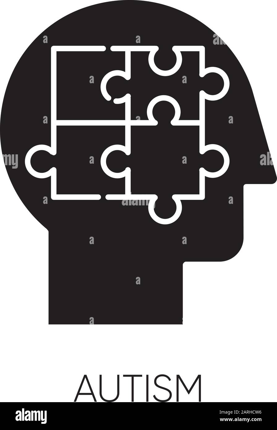 Autism glyph icon. Puzzled mind. Neurology and psychiatry. Children ...