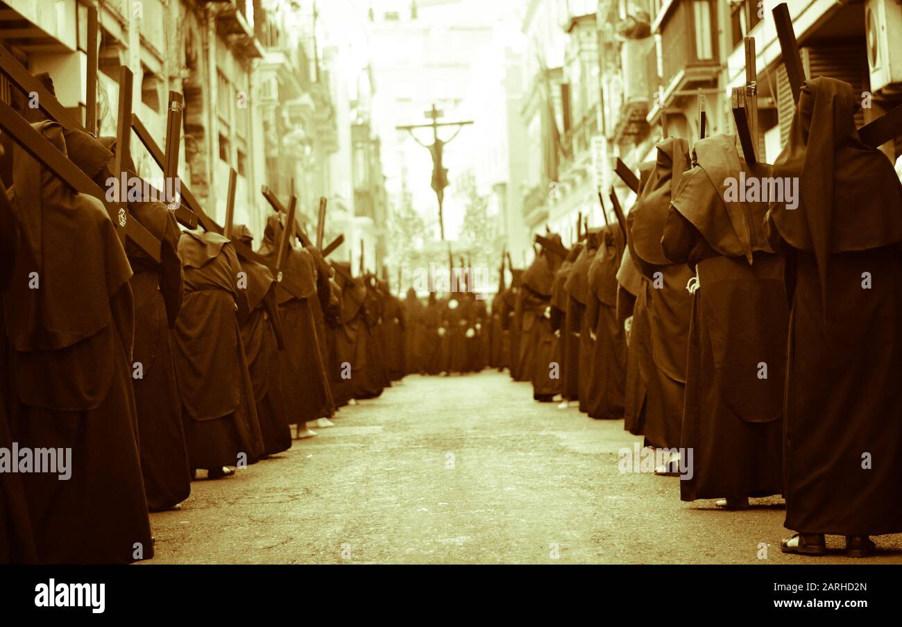 the big Easter week processions on the city streets Stock Photo - Alamy