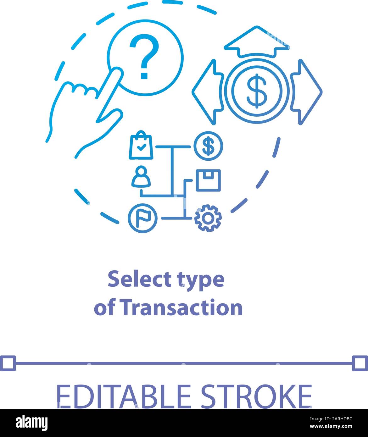Select type of transaction blue gradient concept icon. ATM operation ...