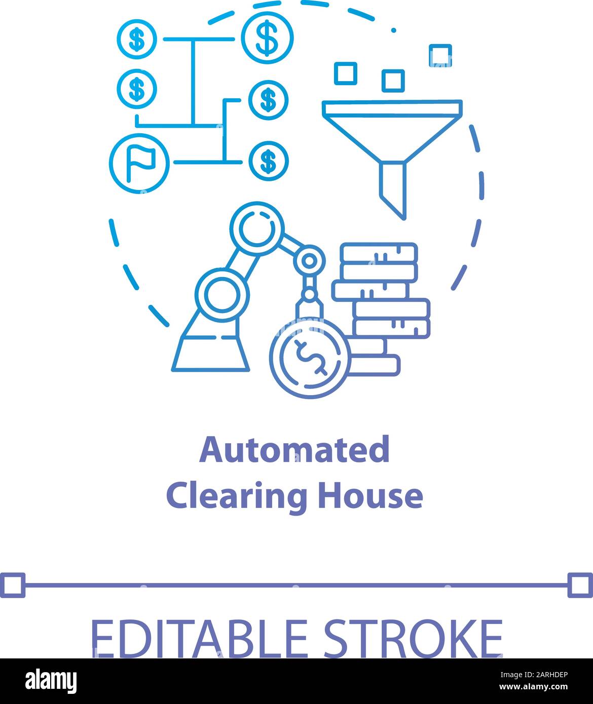 Automated Clearing House blue gradient concept icon. ACH credit ... Automated Clearing House blue gradient concept icon. ACH credit ...