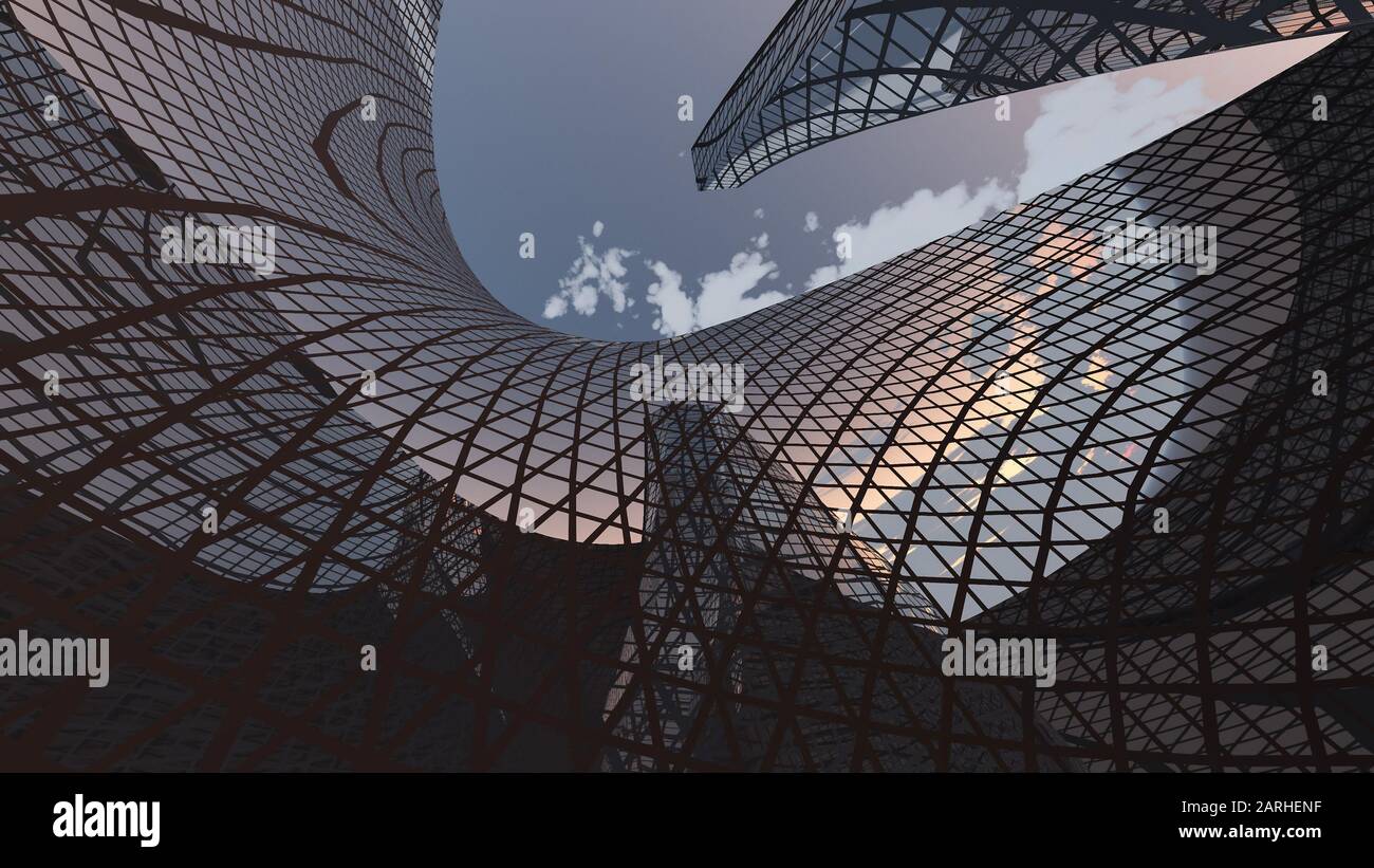 Contemporary Architecture. Framed structure. 3D rendering Stock Photo ...