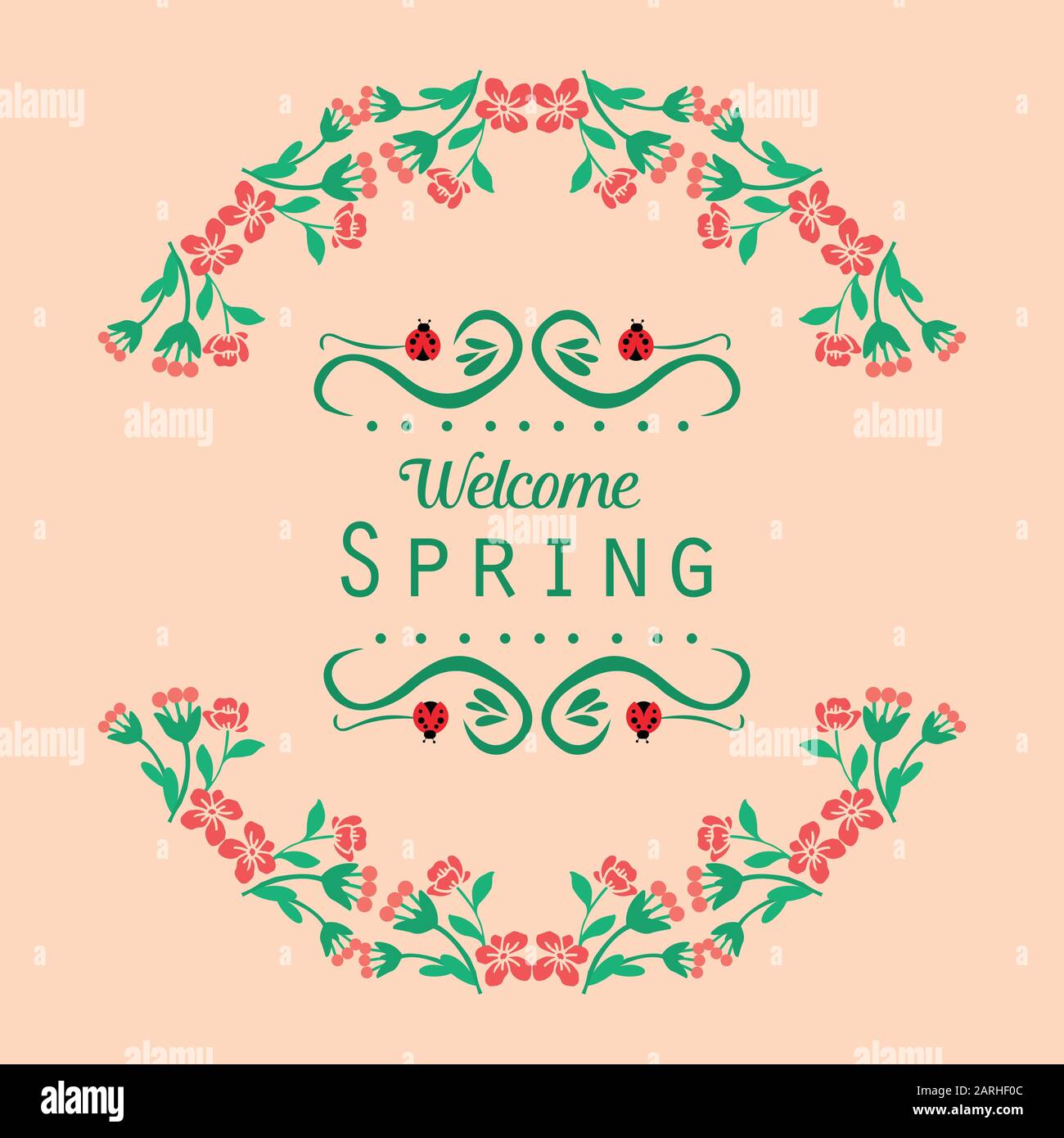 Seamless Pattern of leaf and flower frame, for welcome spring poster ...