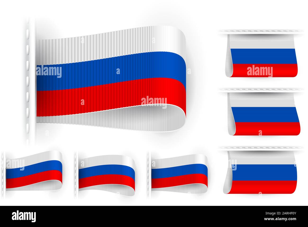 National state flag of Russia; Sewn clothing label tag; Vector set ...