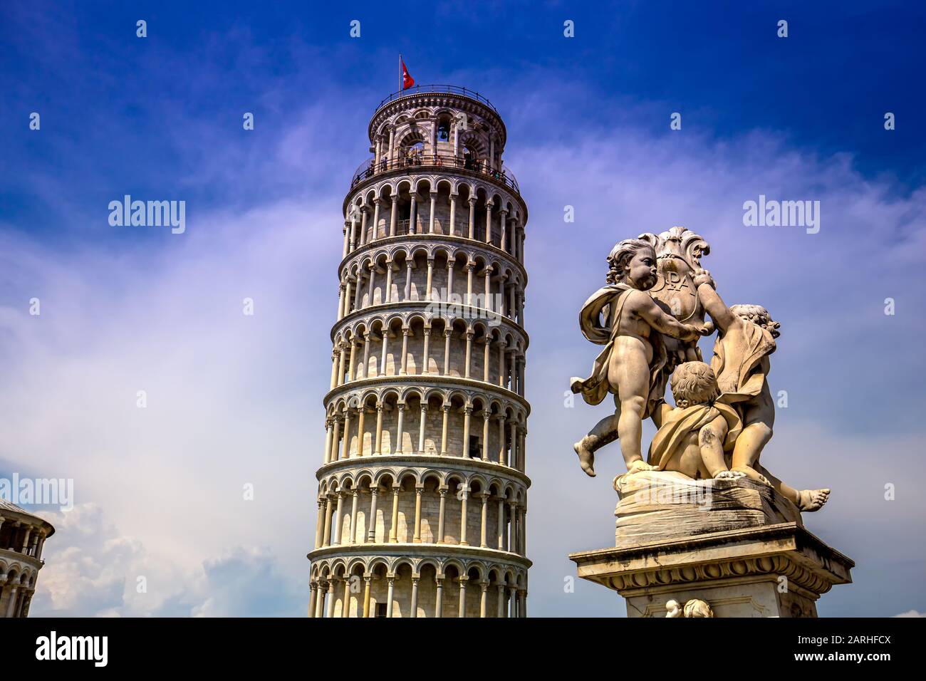 PISA, ITALY, JUNE 08, 2016 : architectural details of Leaning Tower of ...
