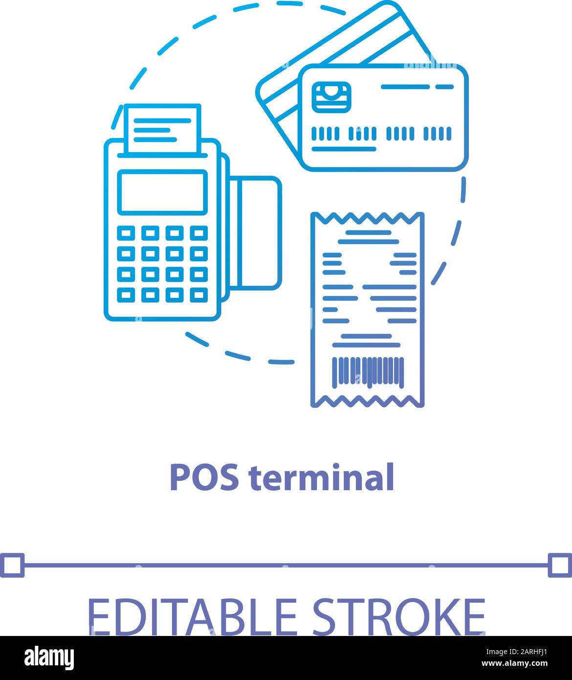 POS terminal blue gradient concept icon. Terminal idea thin line ...