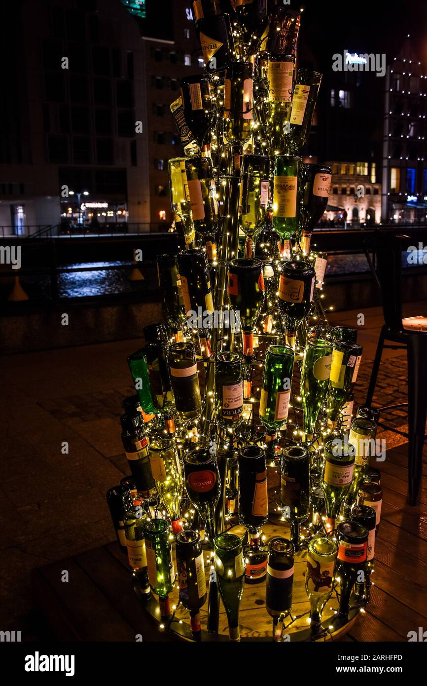Gdansk, Poland - 24 of january 2020 - christmas tree made with bottles ...