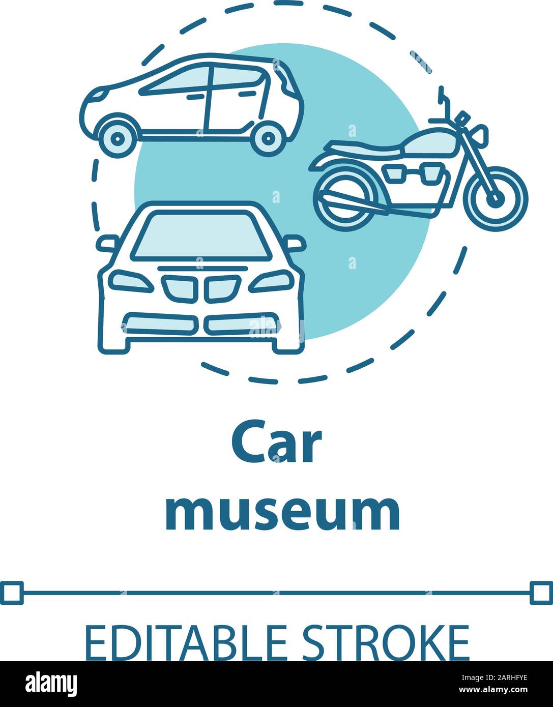 Car museum concept icon. Automotive technology historical exposition ...