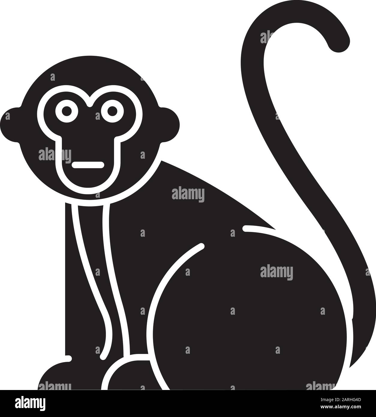 Monkey glyph icon. Tropical country animals, mammals. Trip to Indonesia ...