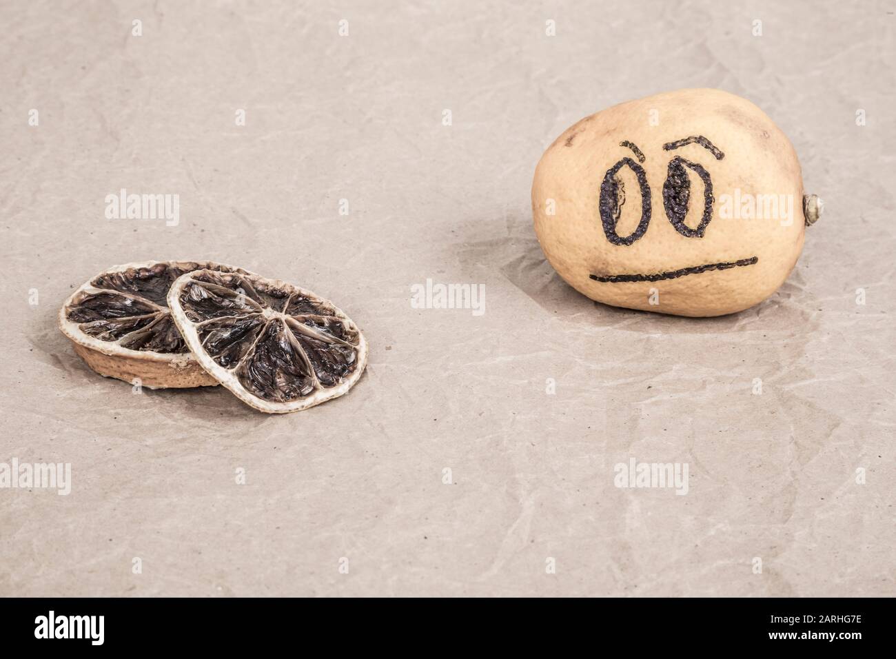 A lemon with sad expression Stock Photo - Alamy