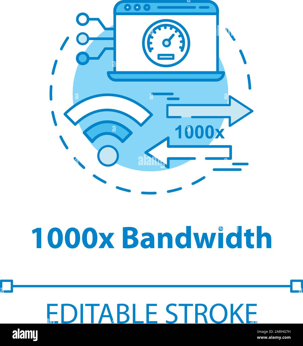 1000x bandwidth concept icon. Mobile internet. 5G technologies idea thin line illustration. High ...
