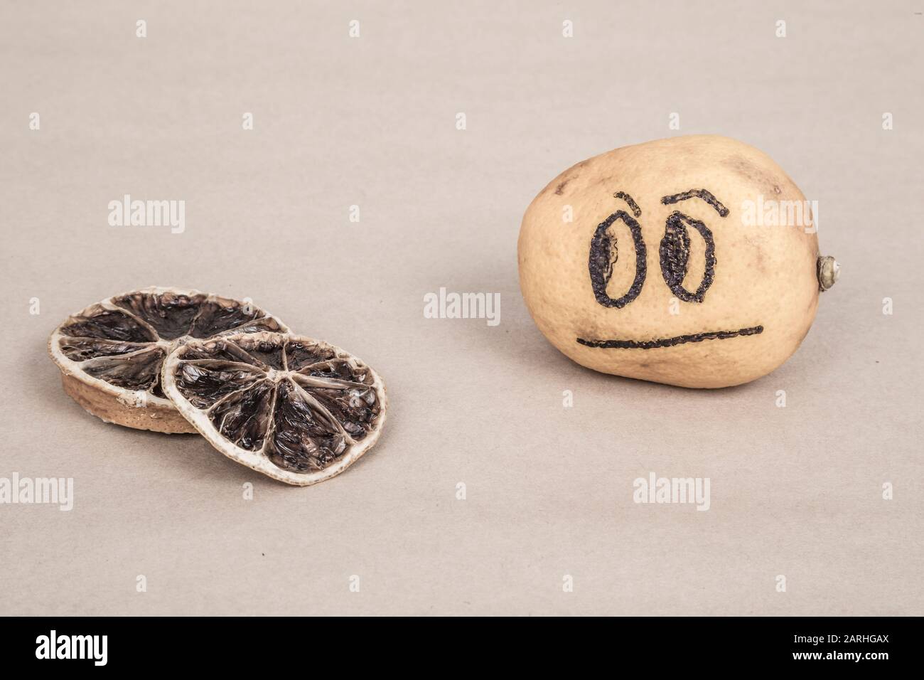 A lemon with sad expression Stock Photo - Alamy