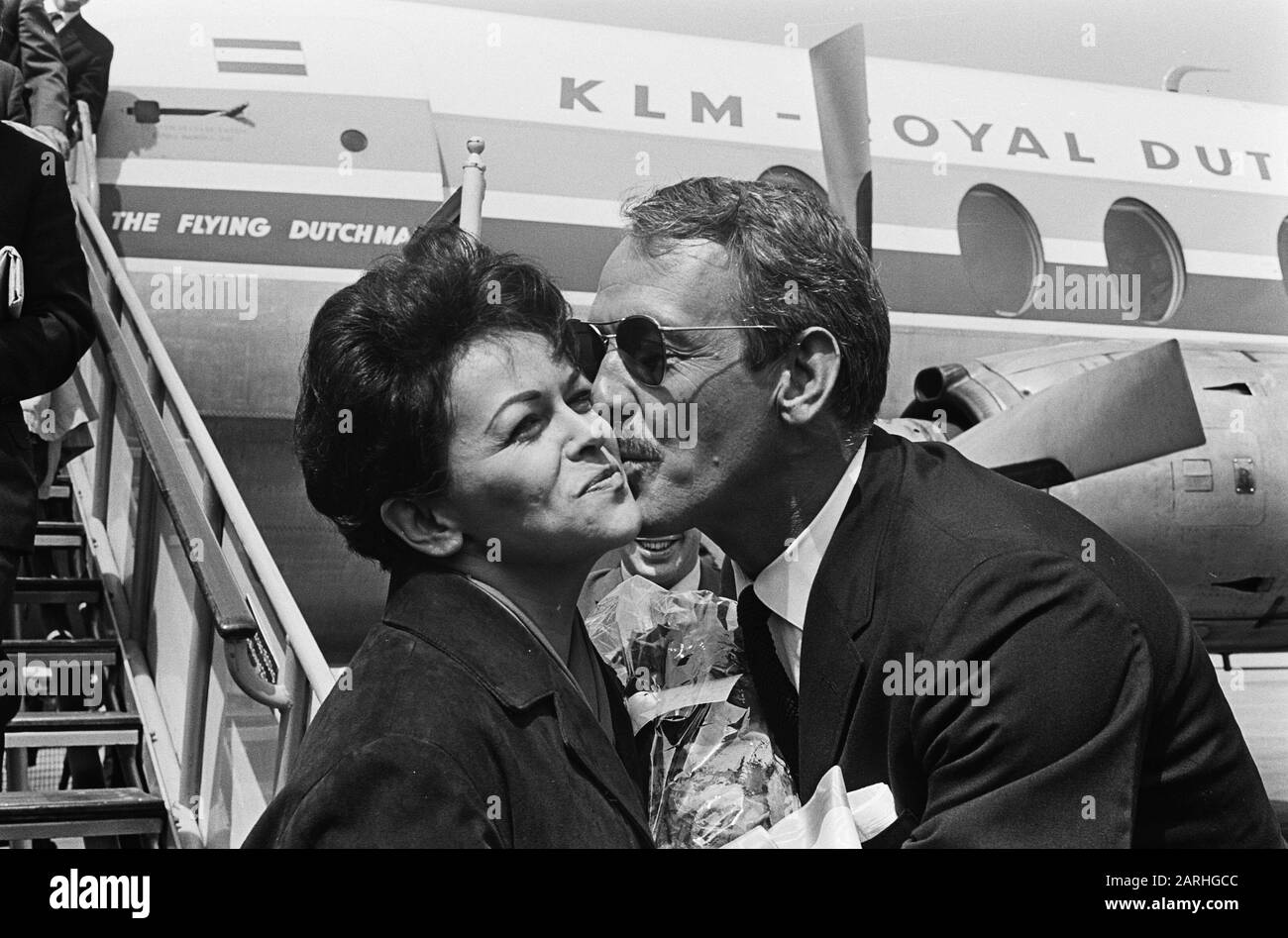 South African singer Eve Boswell at Schiphol Airport, Jos Cleber pulled ...