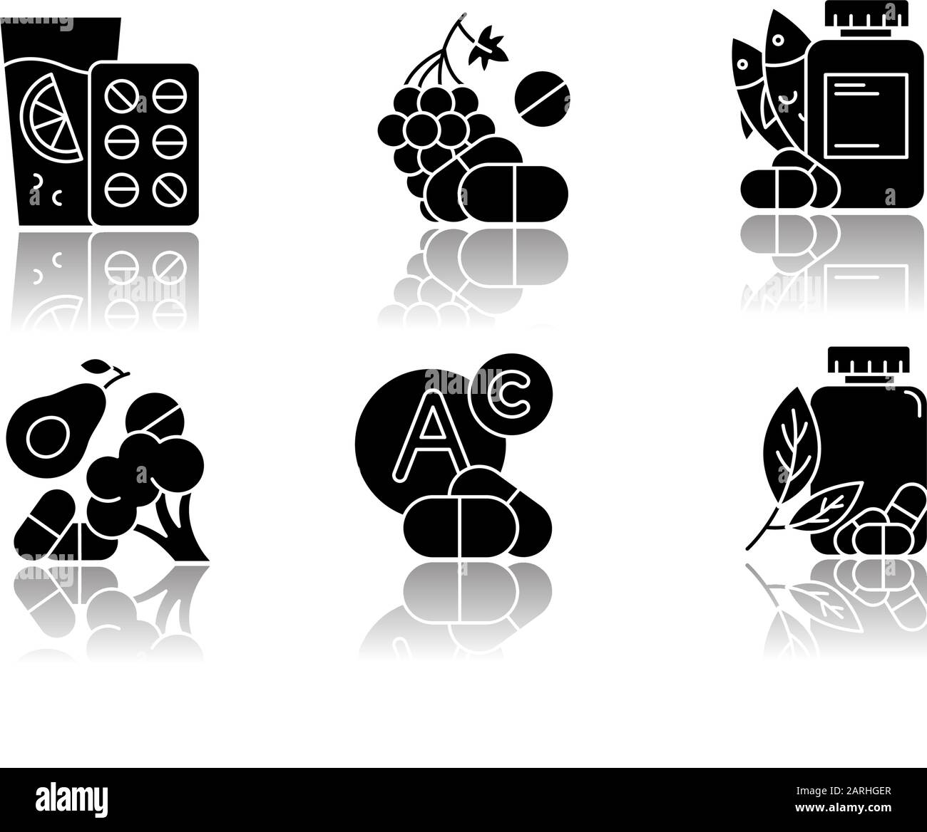 Fruits vegetables black glyph Cut Out Stock Images & Pictures - Alamy