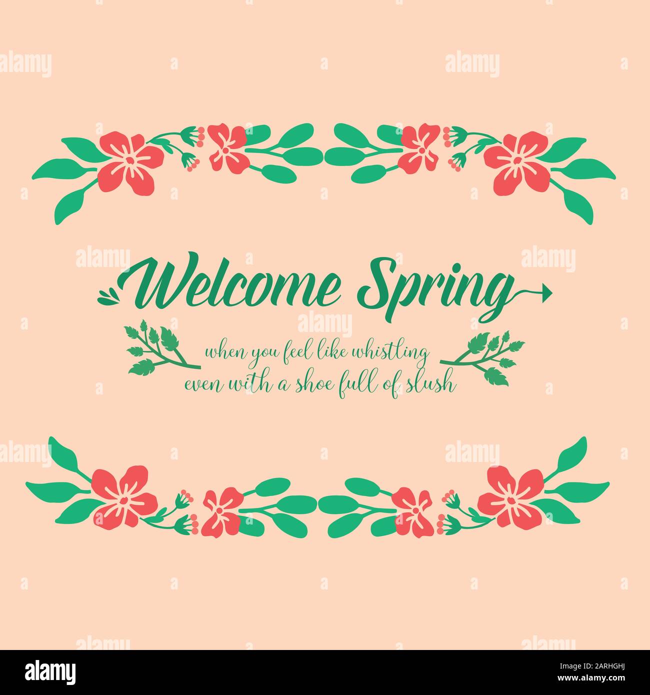 Decorative of leaf and flower frame, for seamless welcome spring ...