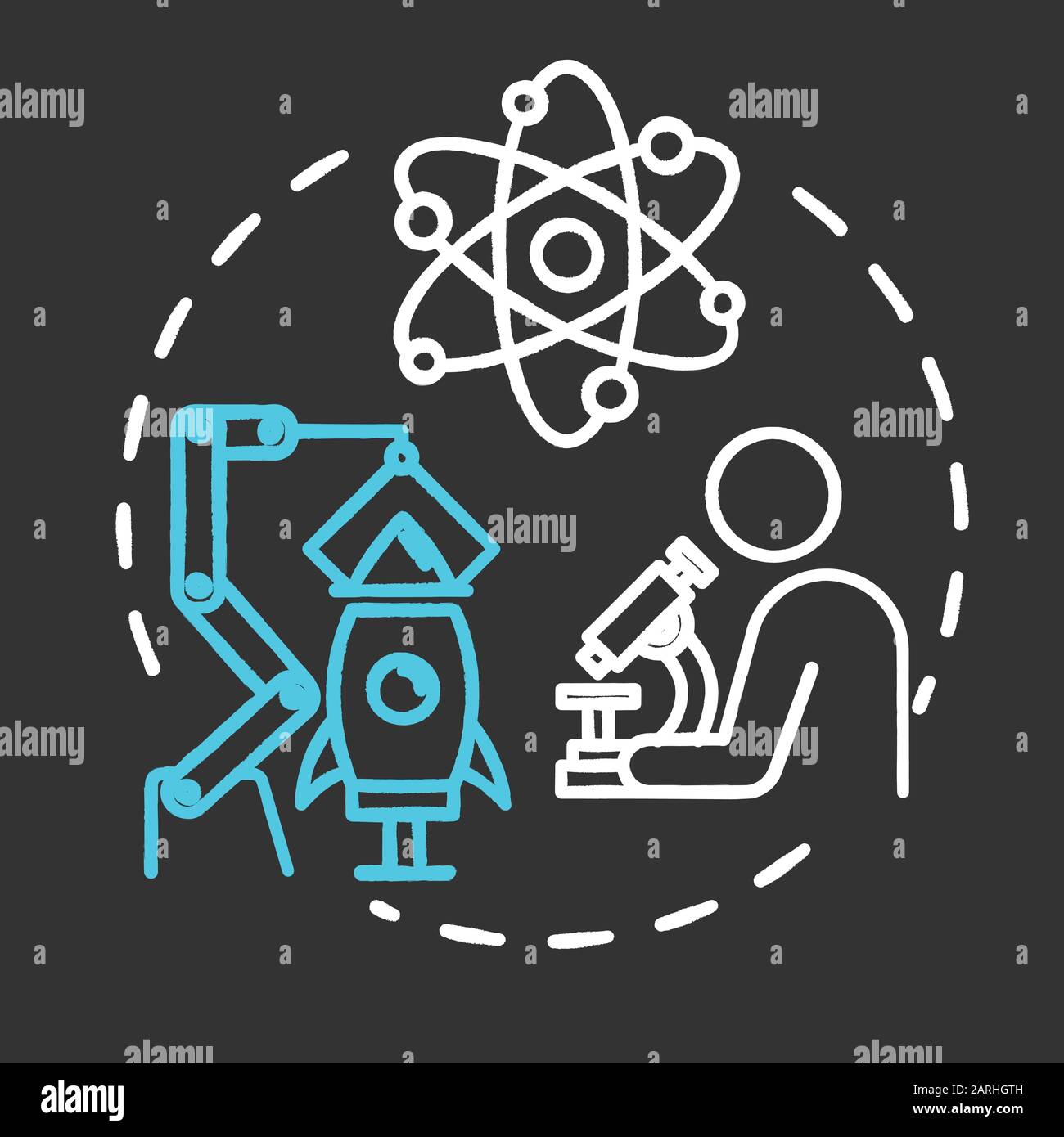 Science museum chalk concept icon. Biotechnology and chemistry ...