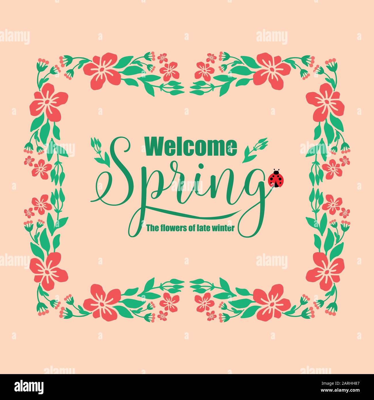 Seamless Pattern of leaf and flower frame, for welcome spring poster ...