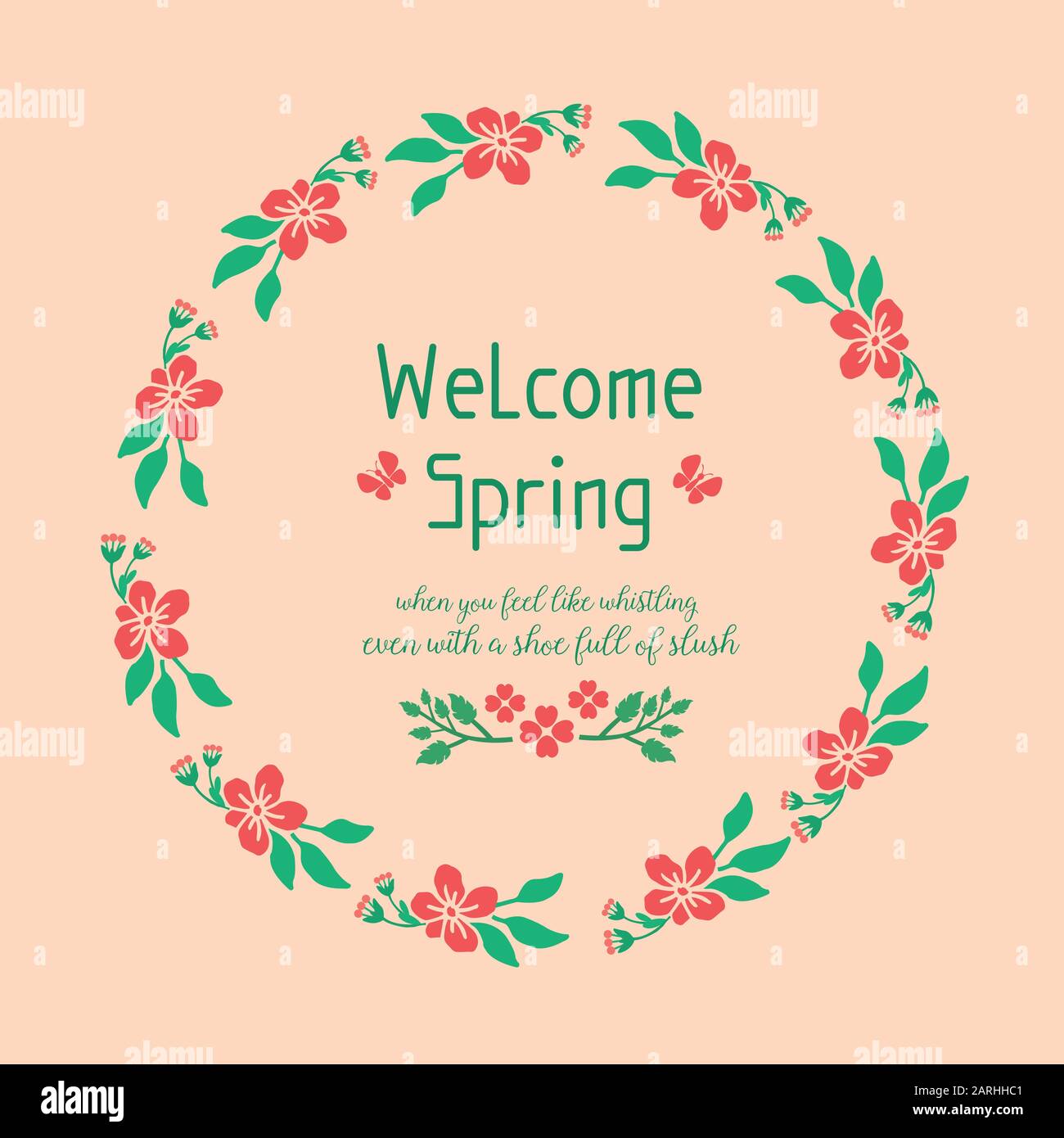 Beautiful pattern of leaf and flower frame, for welcome spring greeting ...