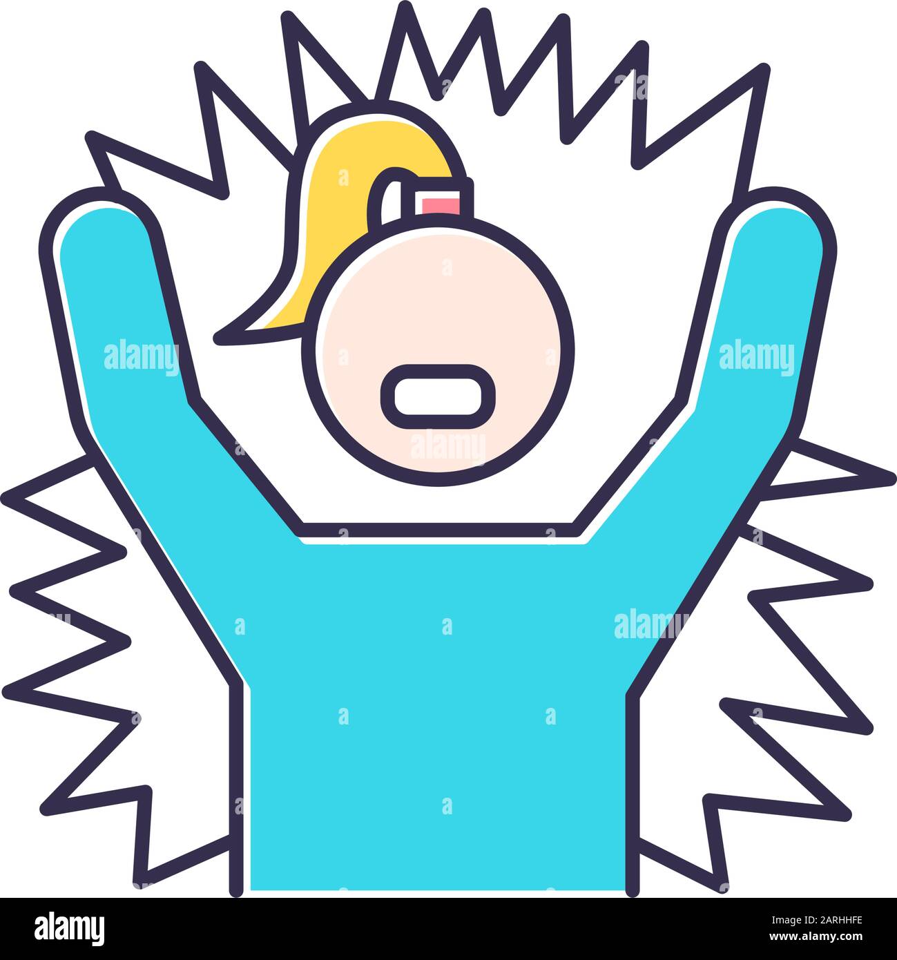 Emotional outburst color icon. Outrage and tantrum. Aggressive person ...