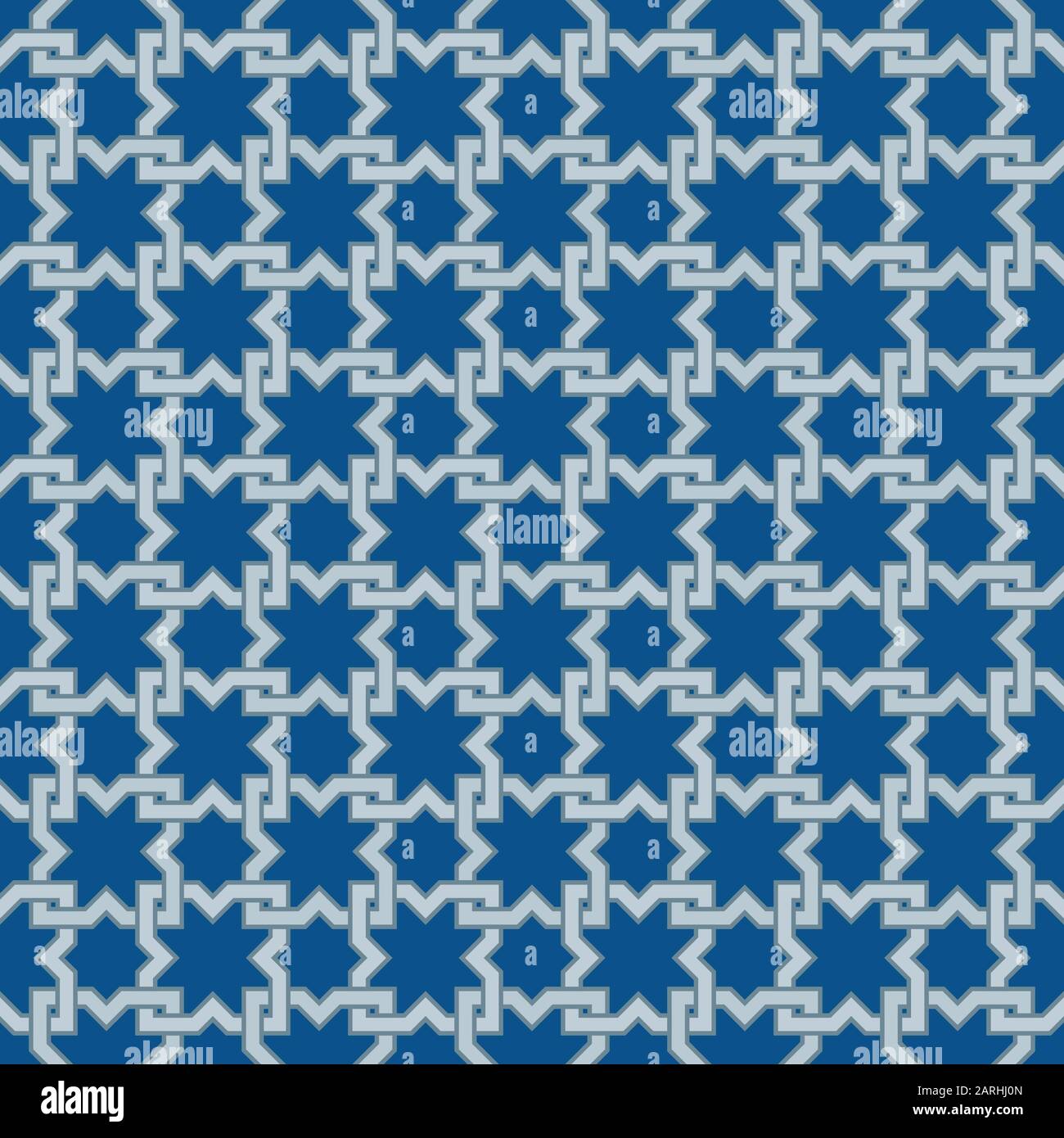 Classic Blue Ornate Seamless Vector Pattern of Moorish Tile Decorations ...