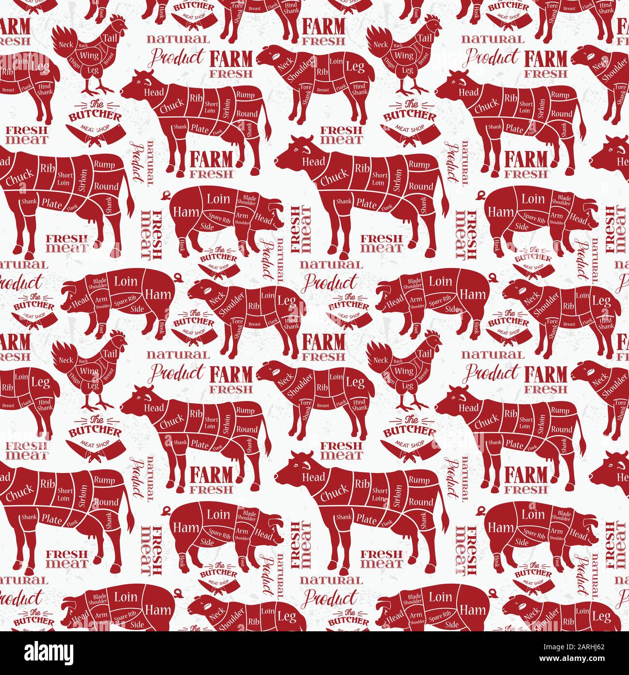 Meat cuts. Diagrams for butcher shop. Vector illustration Stock Vector ...