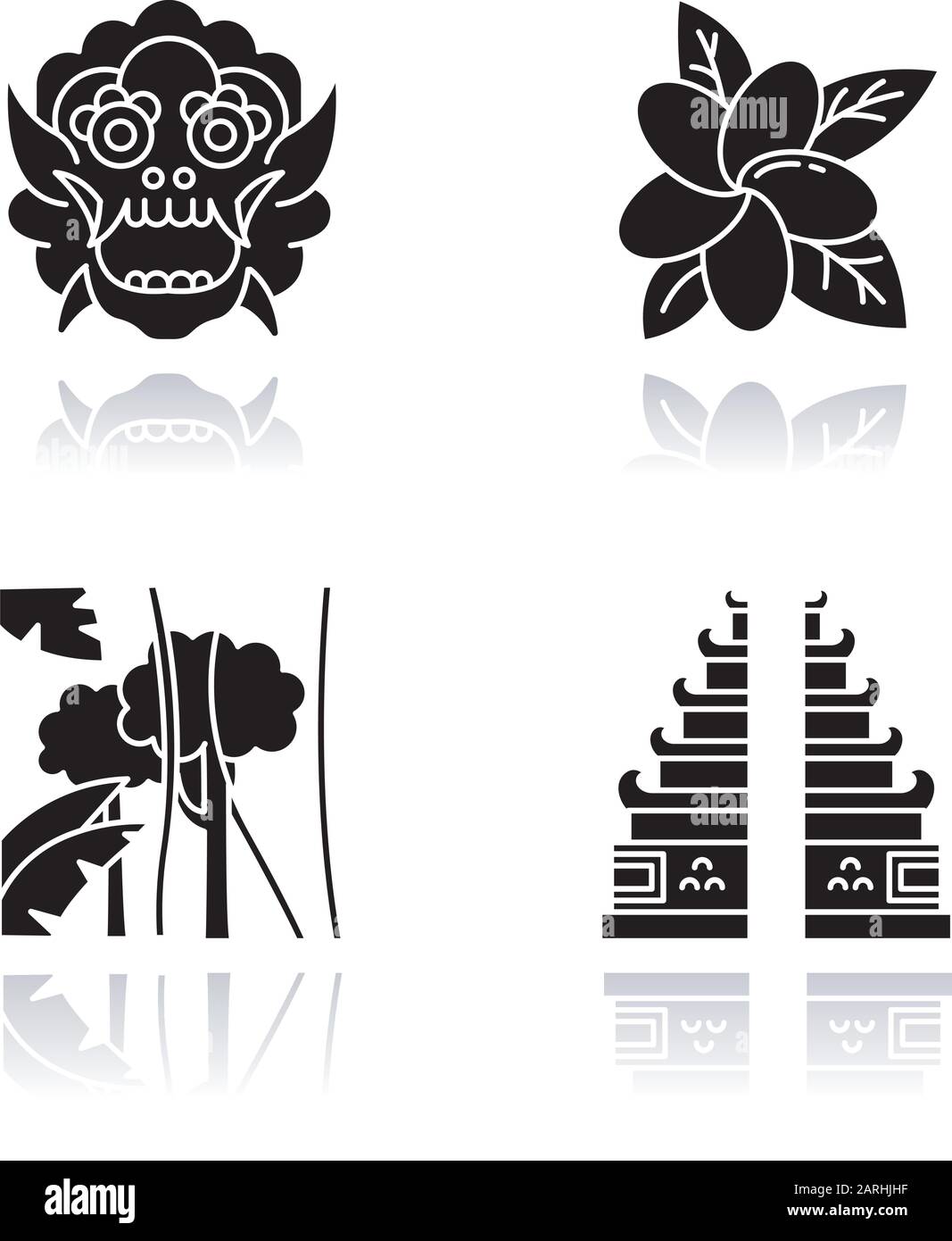 Indonesian Symbols Indonesia Neon Light Icons Set Tropical Country