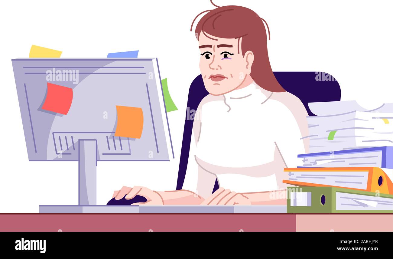 Office lady tired working Stock Vector Images - Alamy