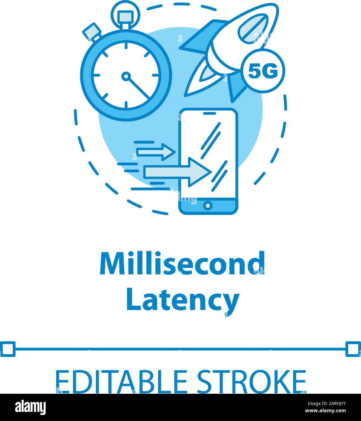 Millisecond latency concept icon. Mobile internet. 5G technologies idea ...
