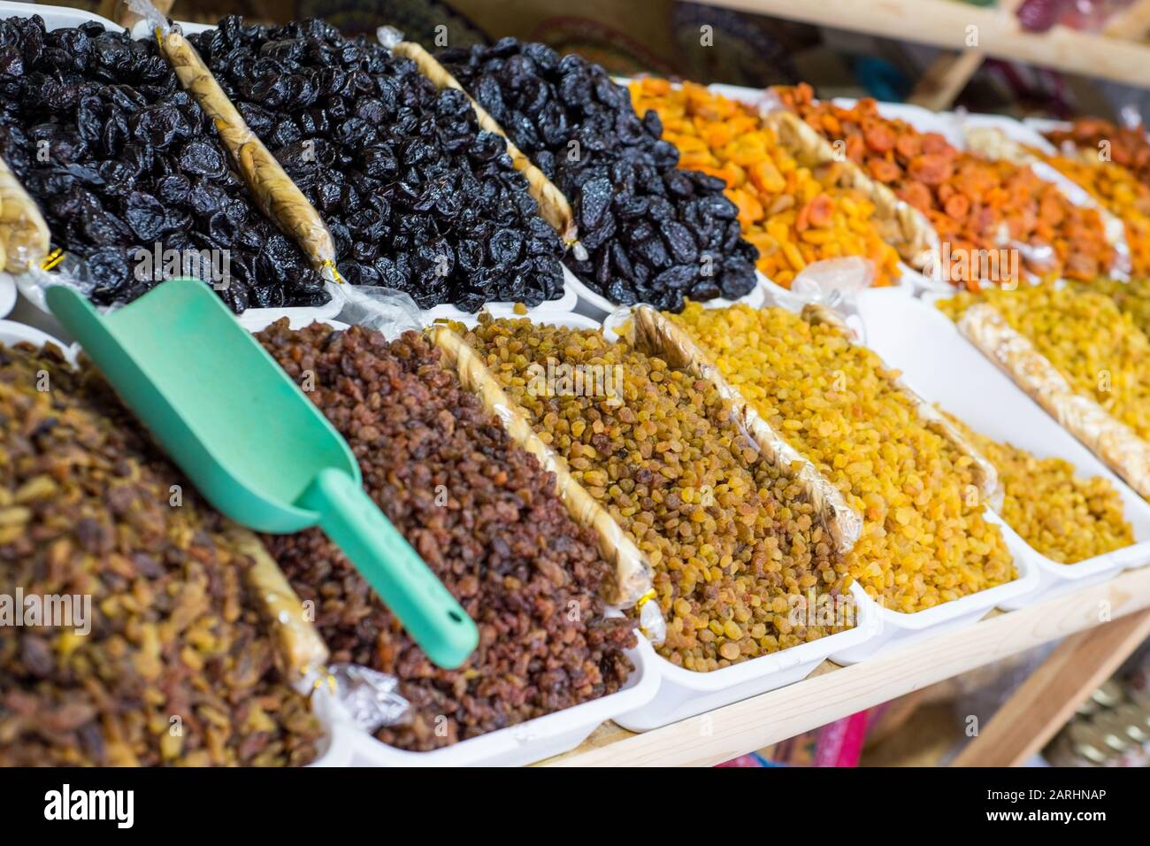general plan of the store counter with the sale of a variety of dried ...
