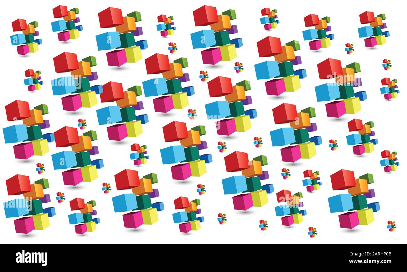 small cubes on white background sizes Stock Photo - Alamy