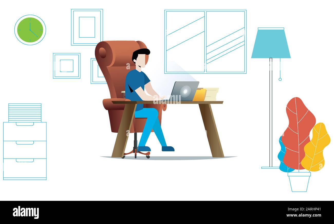 Man woman working computer in Cut Out Stock Images & Pictures - Alamy