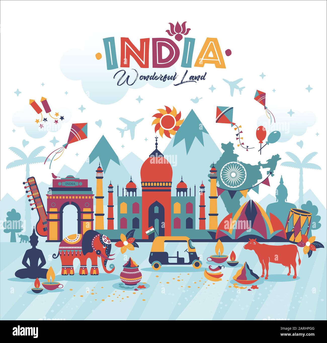 Travel India panorama background illustration Stock Vector Image & Art ...