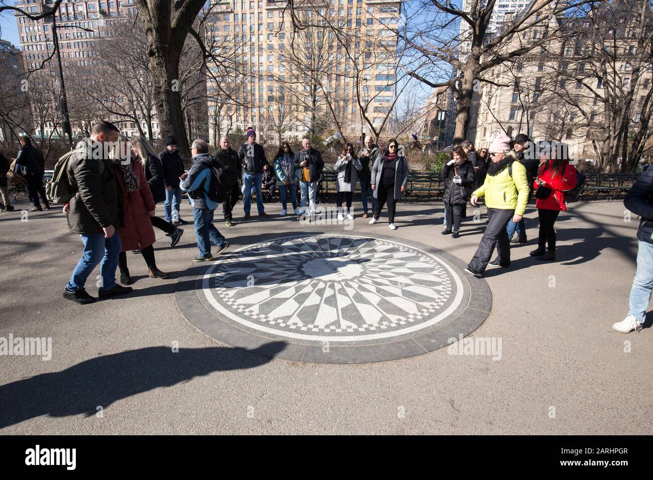 New York , USA.. John Lennon Imagine memorial in Central Park Stock ...