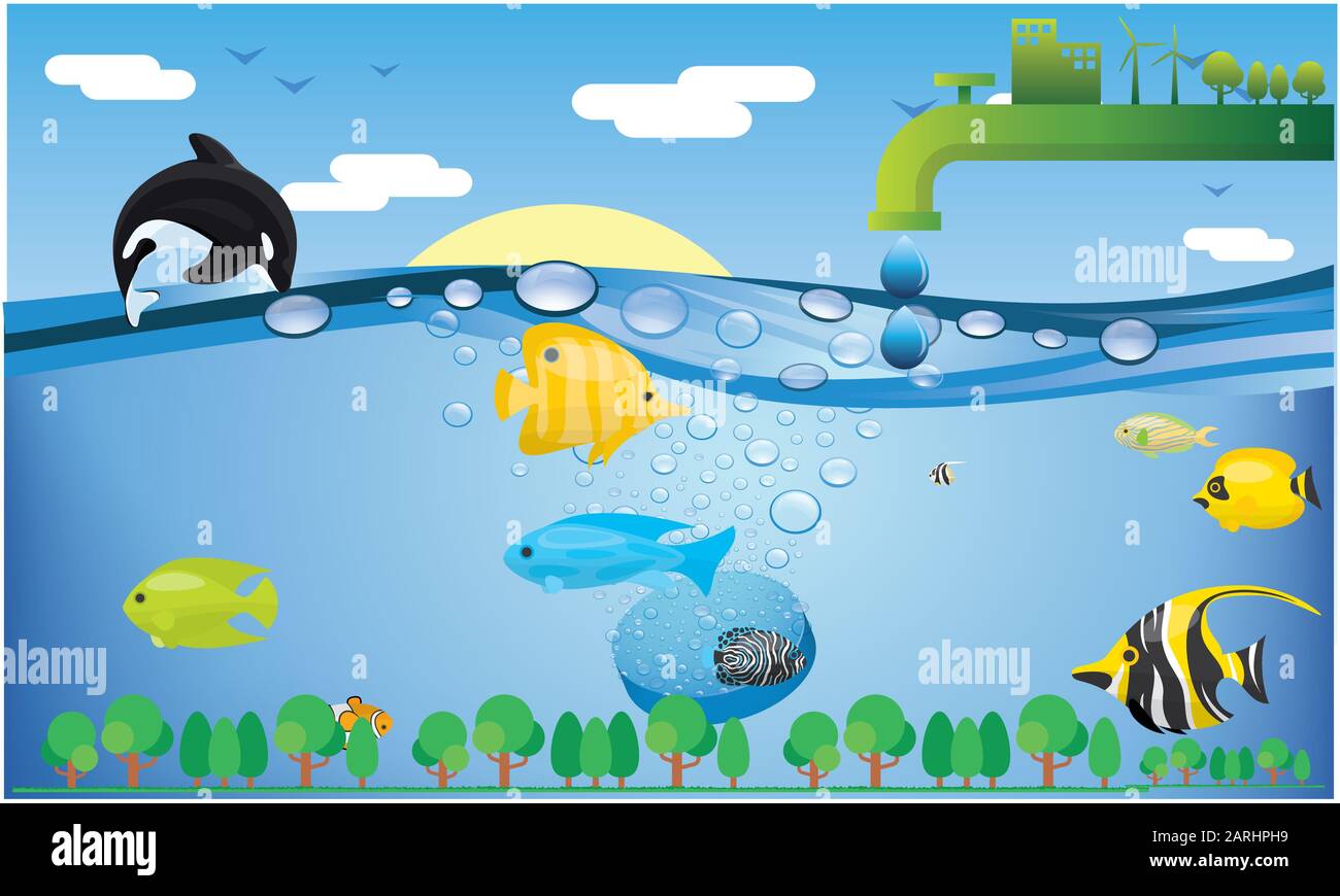 a water is flowing in a sea where fishes survive Stock Photo - Alamy