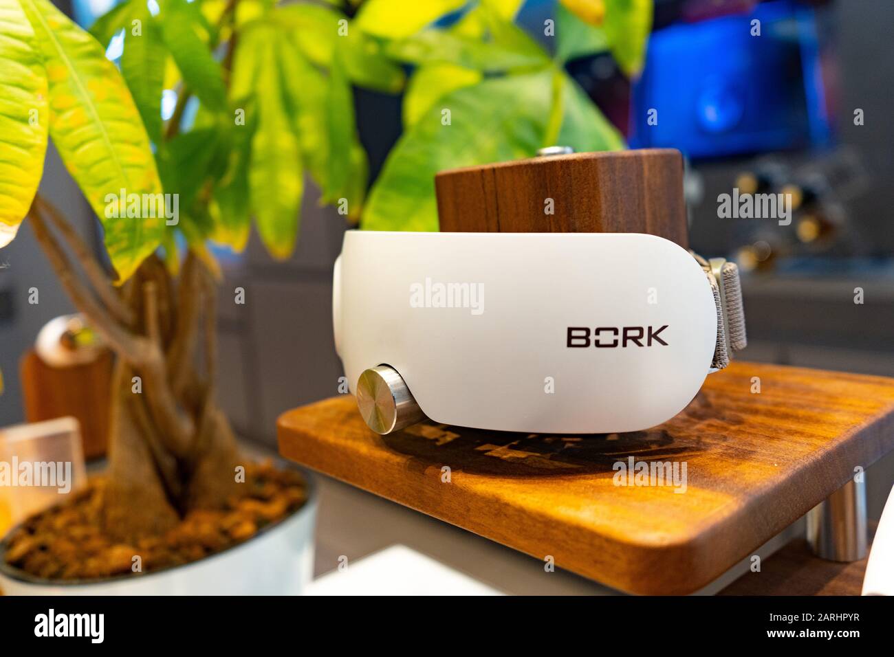 Chelyabinsk Region, Russia - August 2019. Products from BORK. The ...