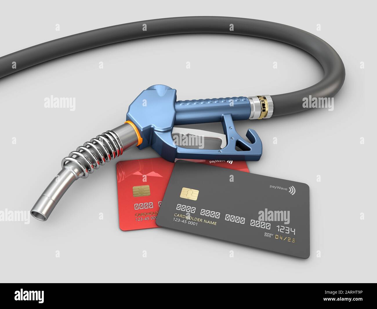 3d rendering of Fuel petrol gun with hose isolated on white background ...