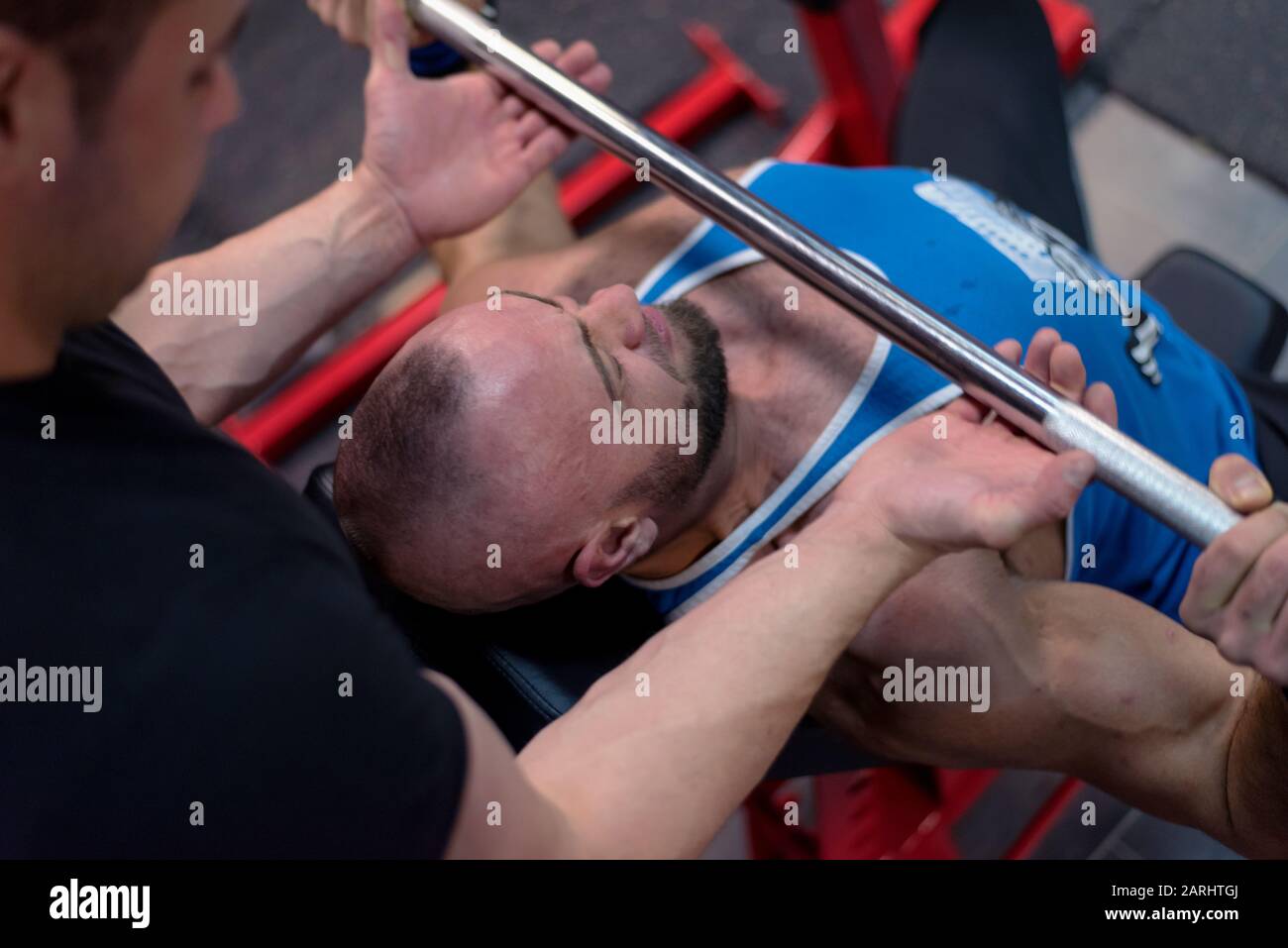 Bodybuilding Motivation. Two Bodybuilders Train Together at the Gym ...