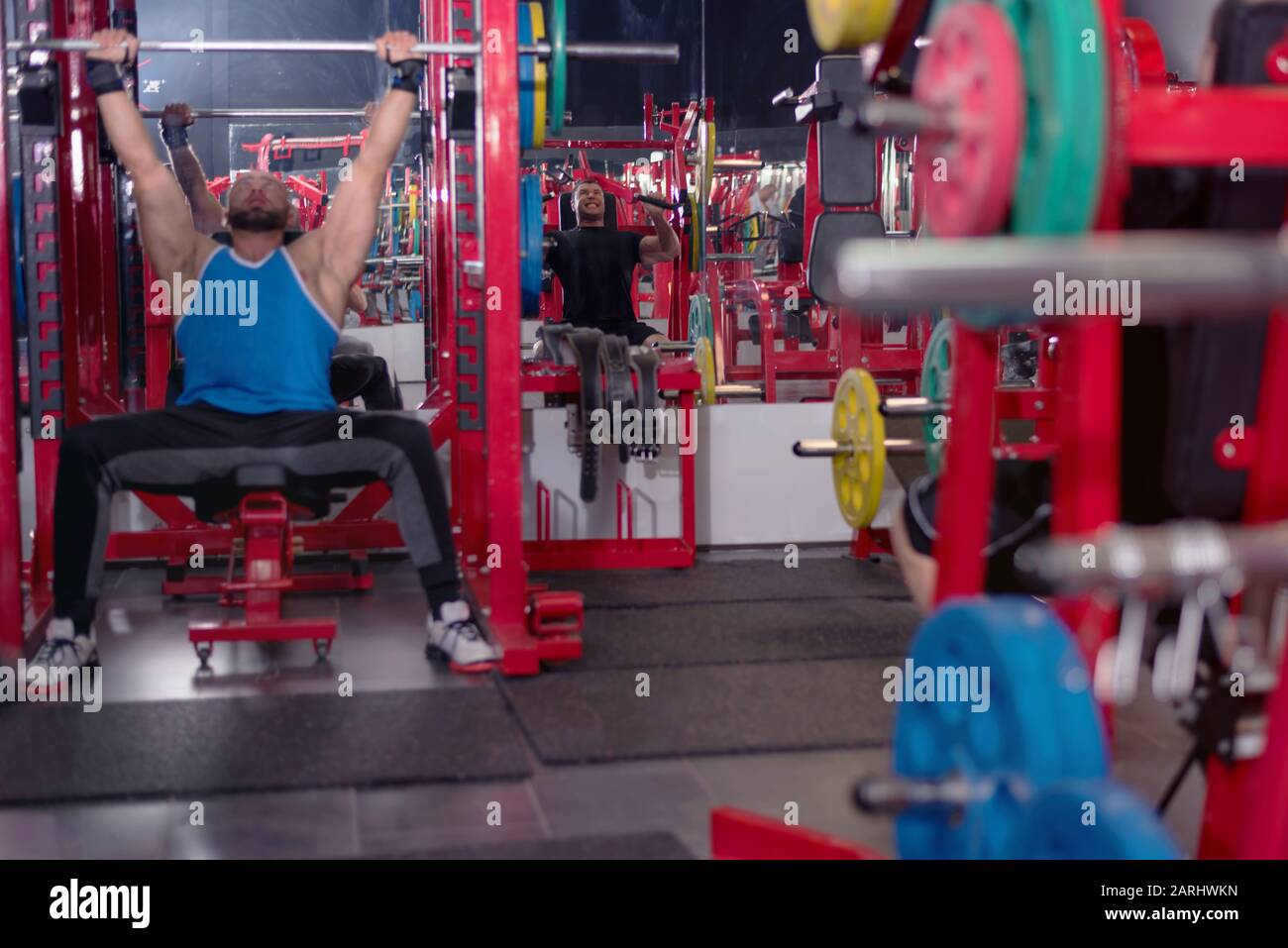 Bodybuilding Motivation. Two Bodybuilders Train Together at the Gym ...