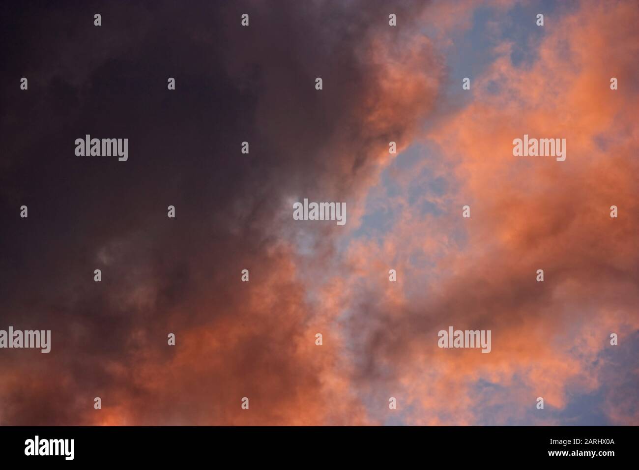 Beautiful wispy clouds at sunset showing a clear blue sky overhead ...