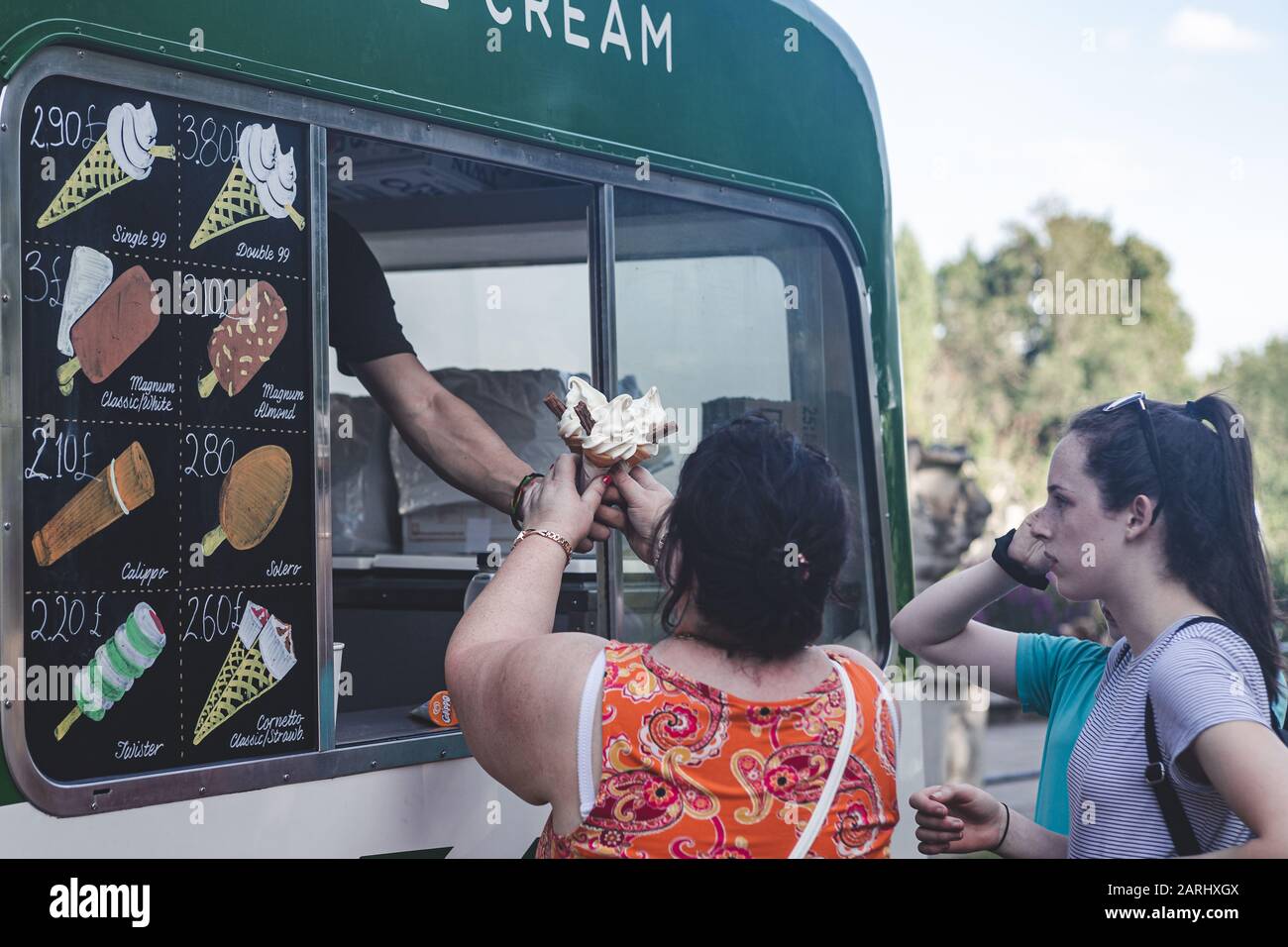 London/UK- 22/07/19: a woman bought the 99 Flake ice cream in Ice cream ...