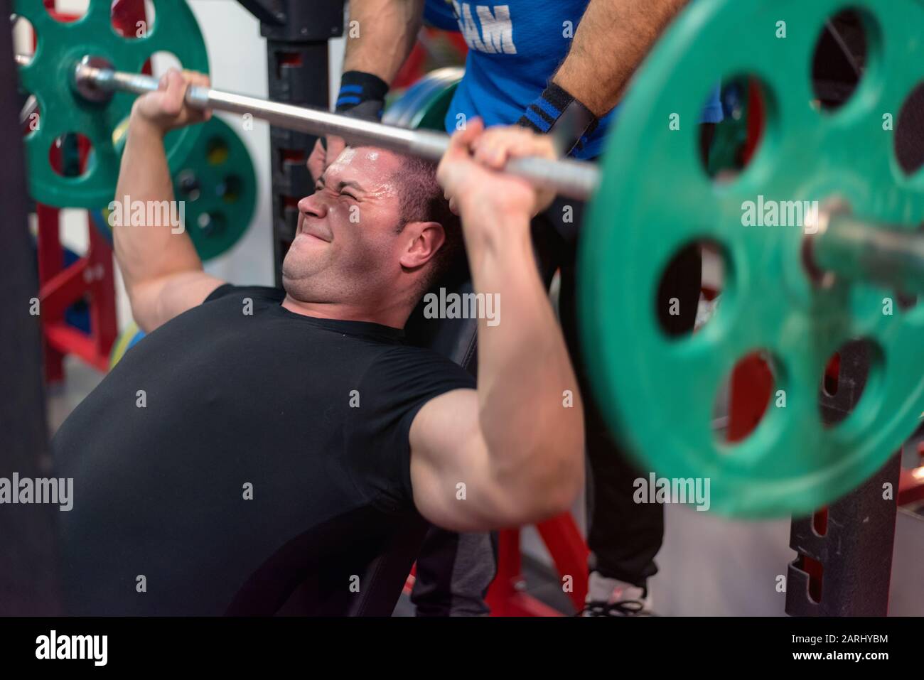 Bodybuilding Motivation. Two Bodybuilders Train Together at the Gym ...