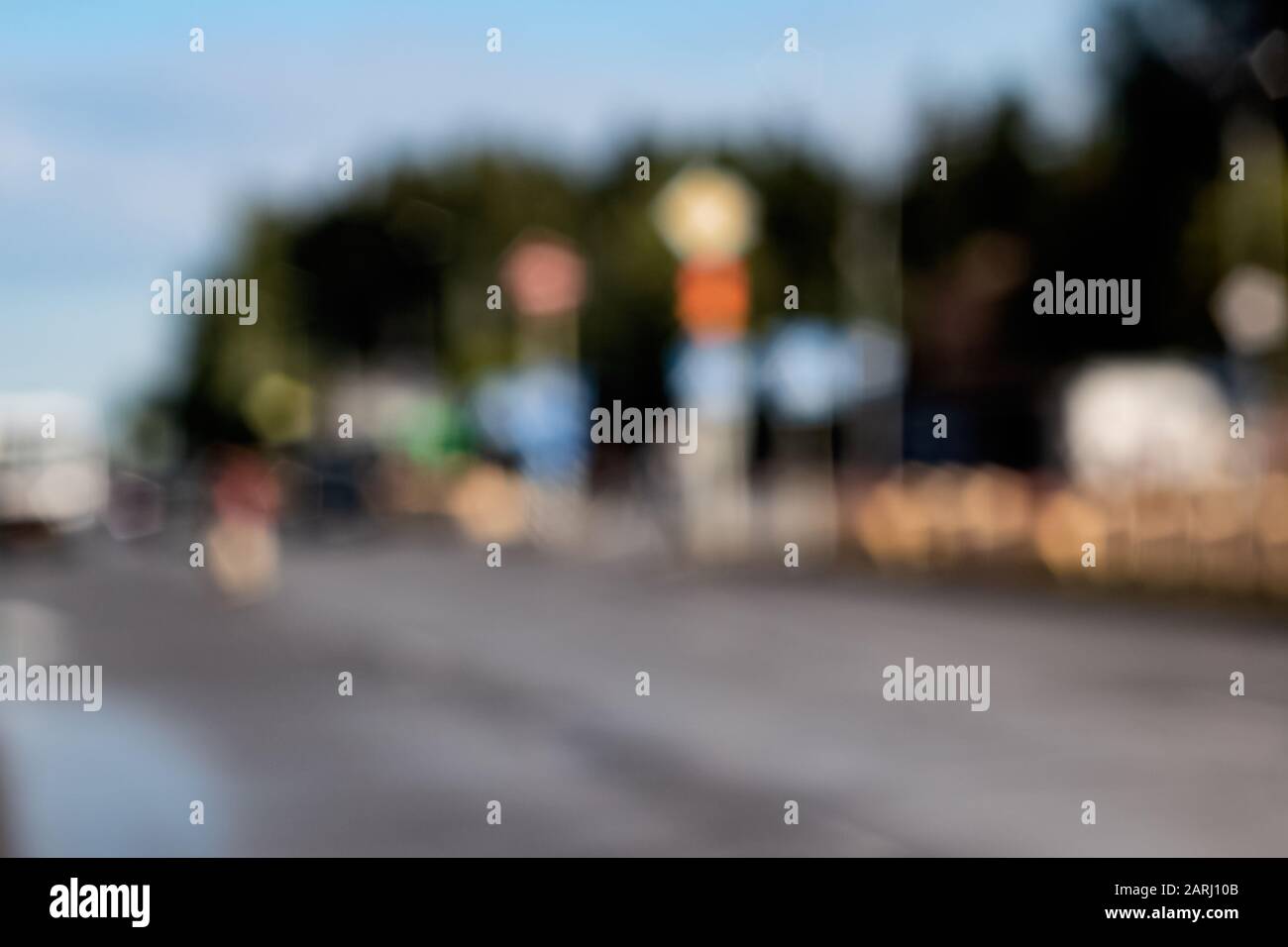 View of the city road with cars, blurred background, in summer Stock ...